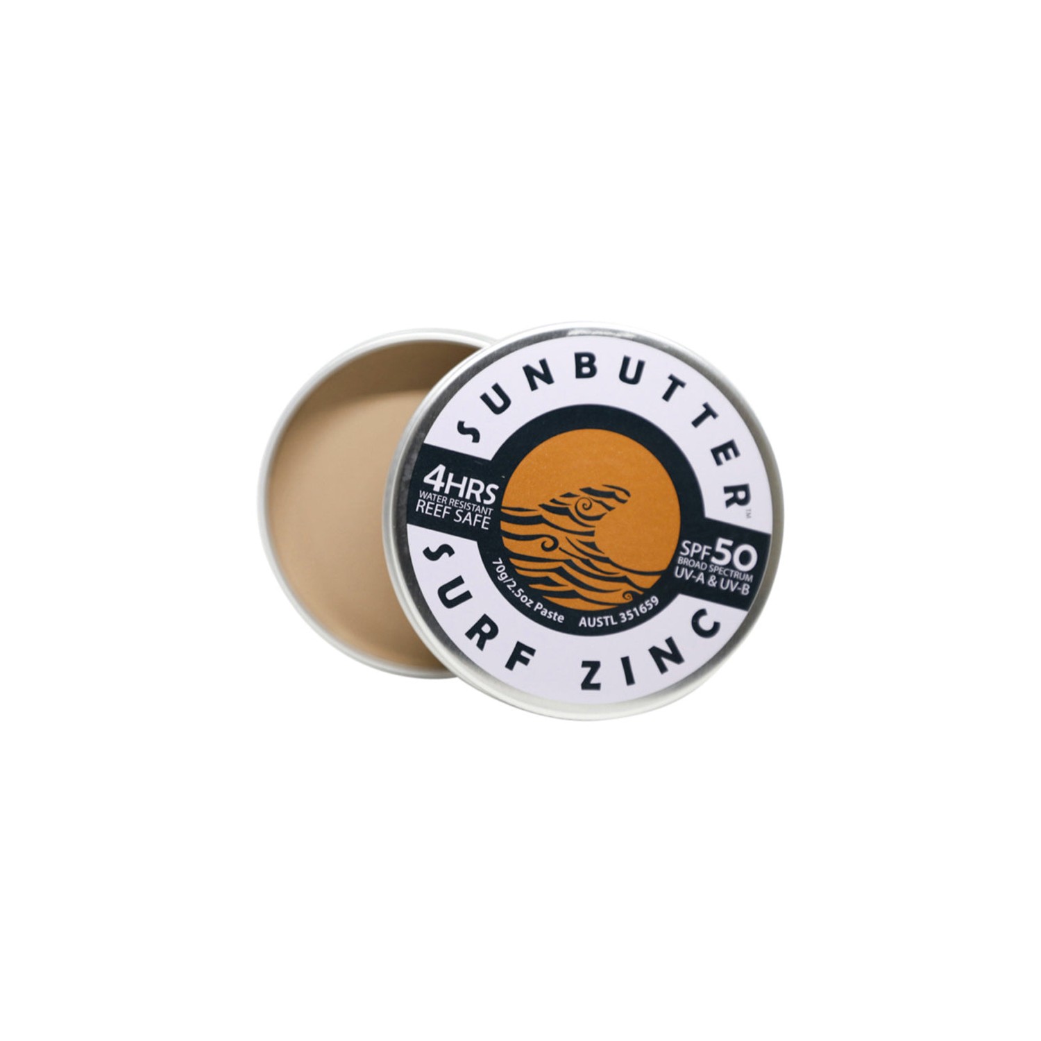 SunButter Skincare Sunscreen Surf Zinc Tan SPF 50 Tin 70g - ibspot.com