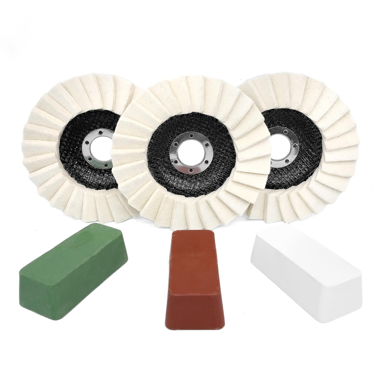 5" Buffing Polishing Wheels Felt Flap Disc and Polishing Compounds Set ...