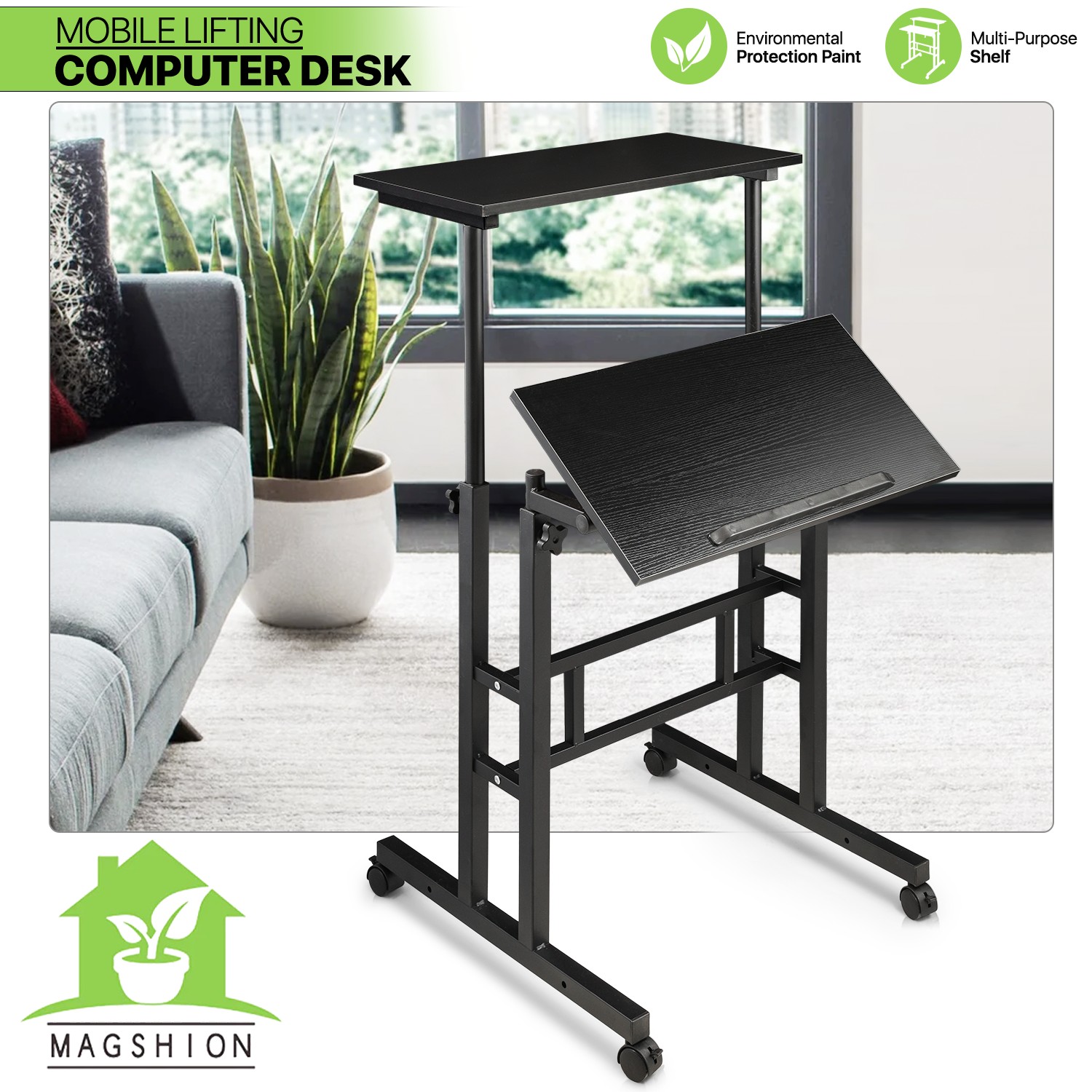 Magshion Office Workstation Adjustable Height Stand Up Desk Laptop ...