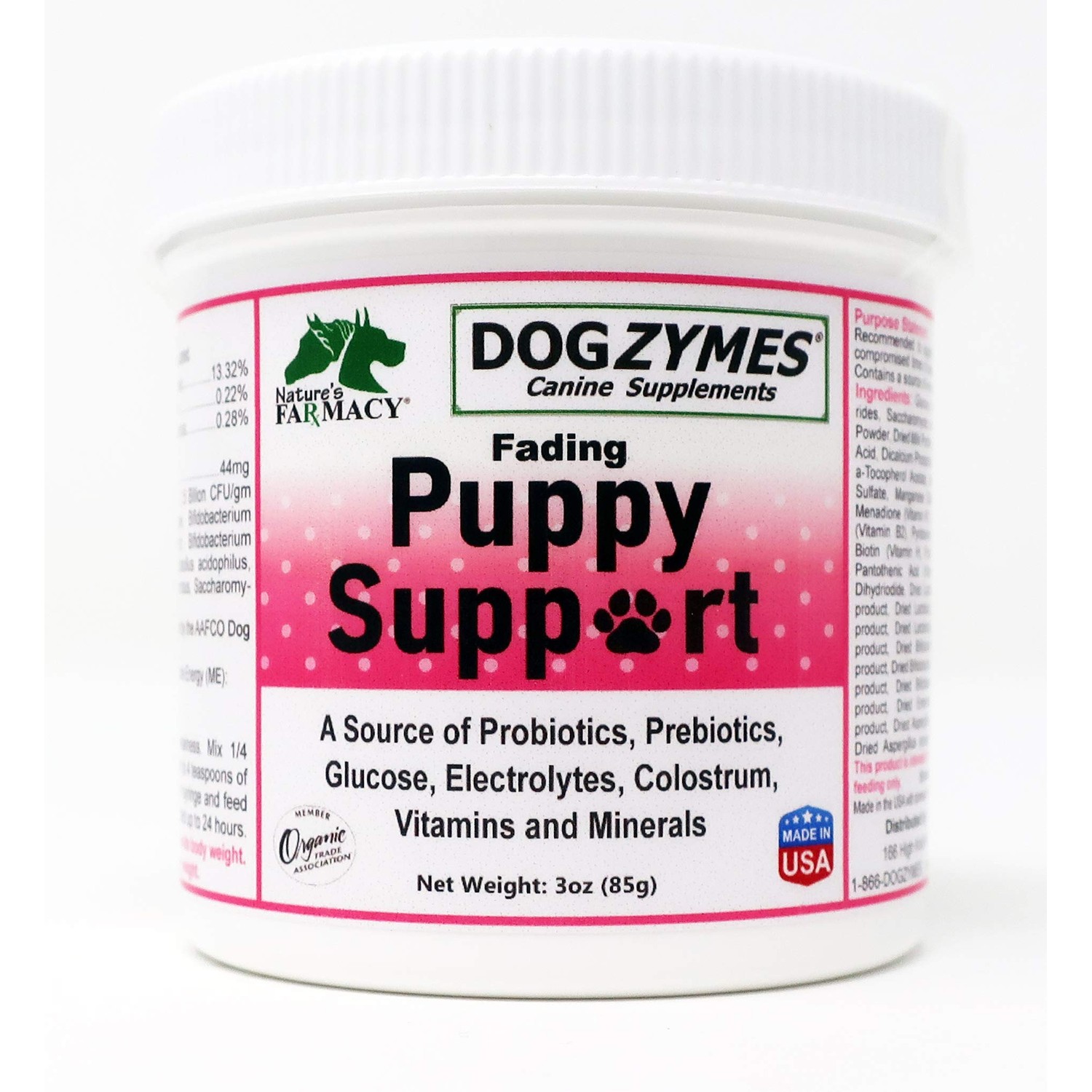 Dogzymes Fading Puppy Support Probiotics Prebiotics Enzymes Glucose ...