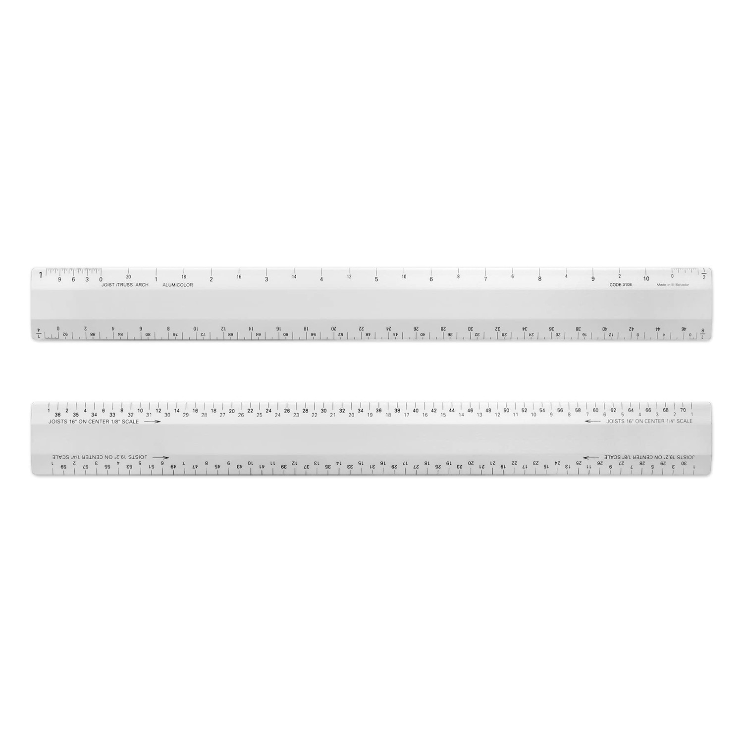 Alumicolor Architect 12 inch Bevel Ruler w/Joist/Truss Scale for ...