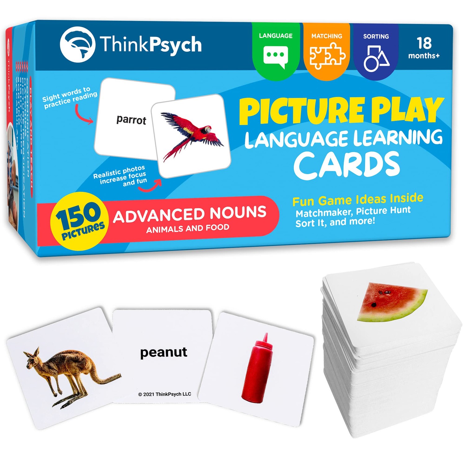 ThinkPsych 150 Advanced Noun Flash Cards | Picture Cards for Speech ...