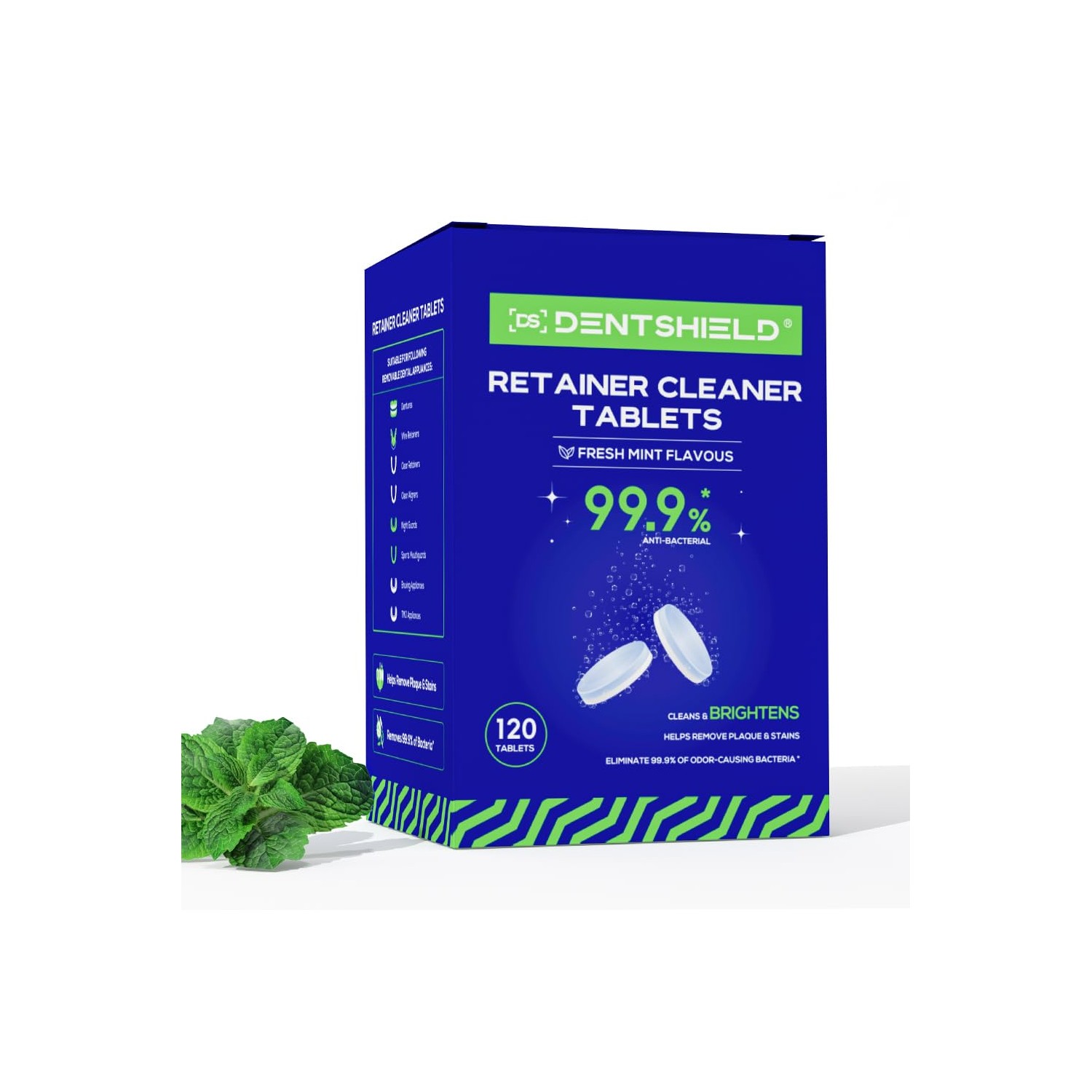 DENTSHIELD Orthodontic Retainer Cleaning Tablets, 120 Tablets - ibspot.com