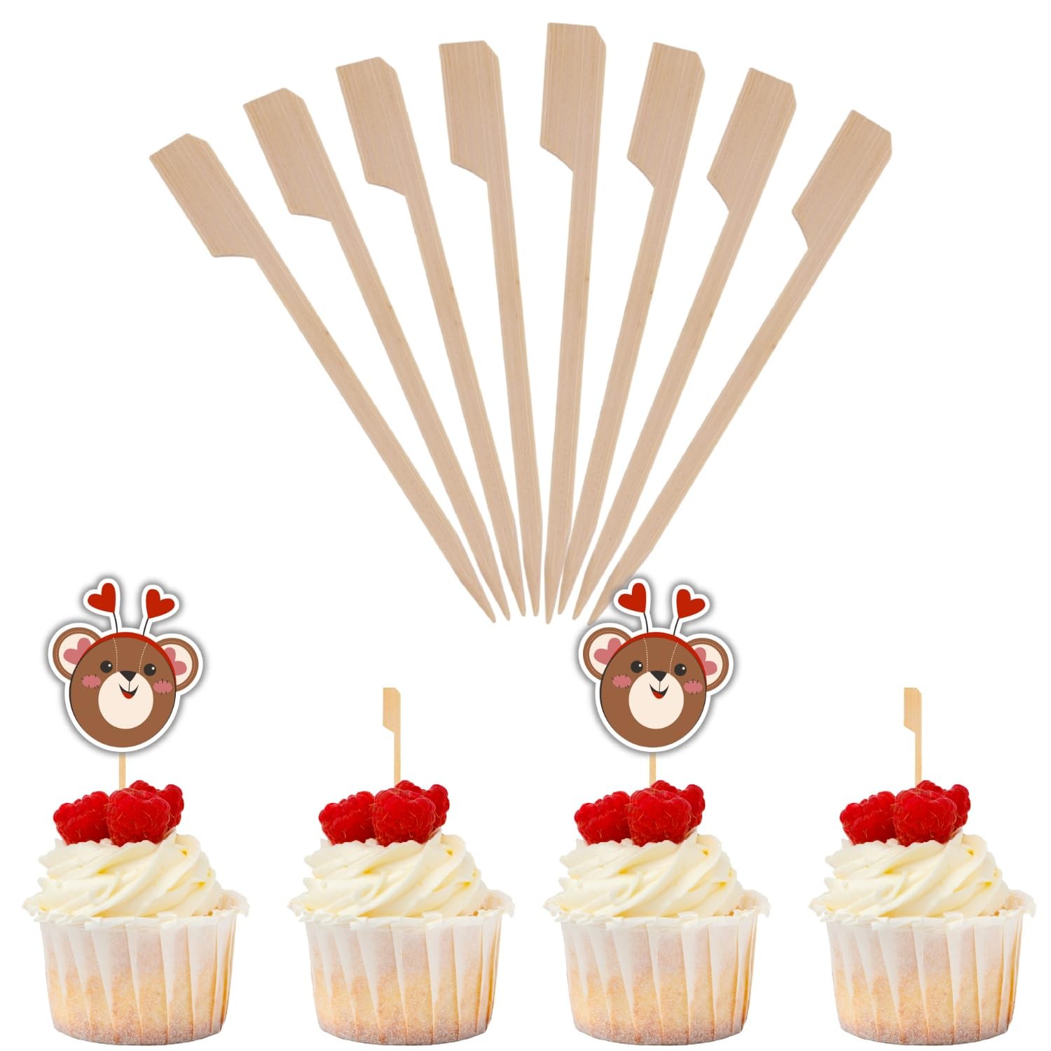 Bamboo Cupcake Topper Sticks - 3.5 Inch (1000 Pack) Toothpicks for ...