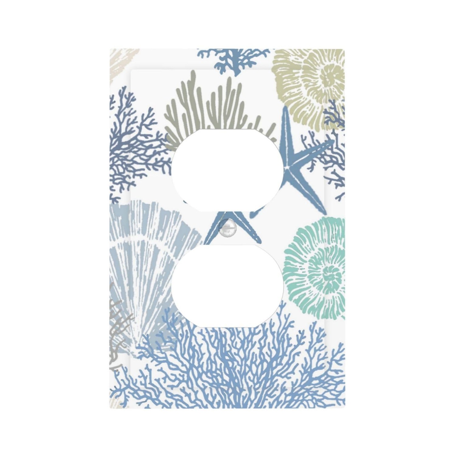 Blue Teal Nautical Coastal Starfish Seashell Coral Sea Ocean Beach 1 ...