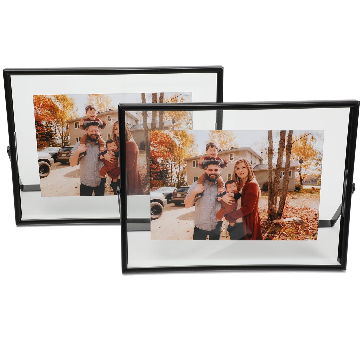 AhaGo Black Floating Frame (6"x8",Horizontal, 2 Set), For Picture Sizes ...