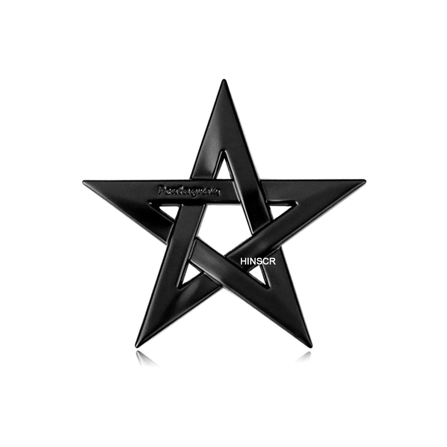 HINSCR Star Car Emblem Pentacle Metal Badge Decal Pentagram Black Metal ...