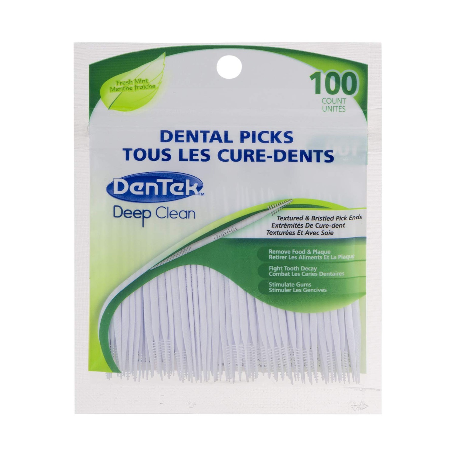 DenTek Deep Clean Bristle Picks | Removes Food & Plaque | 100 Count ...