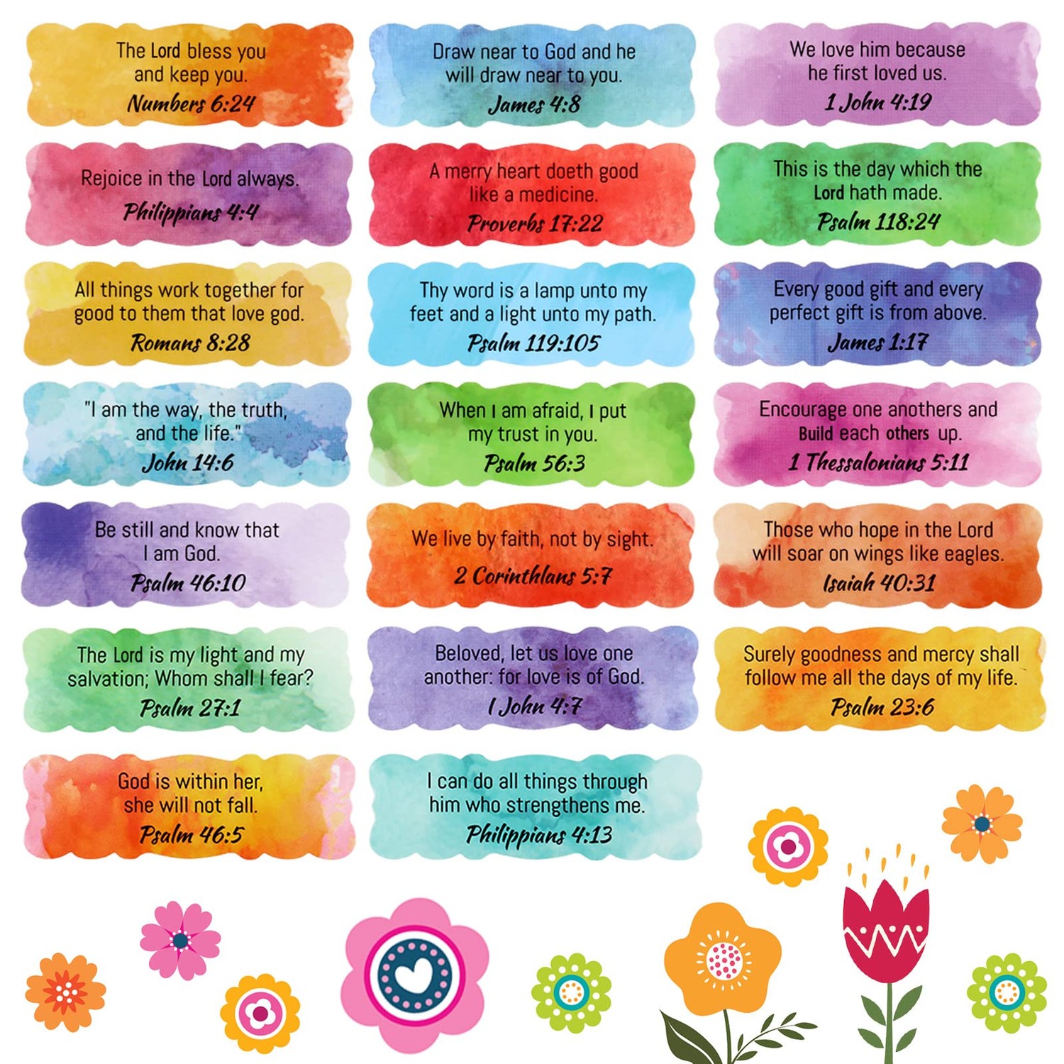 200 Pieces Scripture Inspirational Stickers Colorful Bible Verse ...
