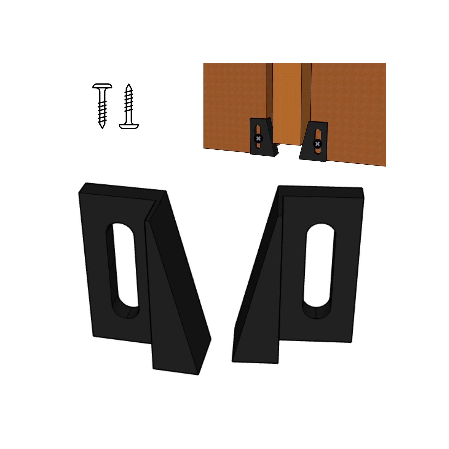 3 Pairs - Pocket Door Bottom Guide - Jamb Mounted Univeral Fit (Black ...