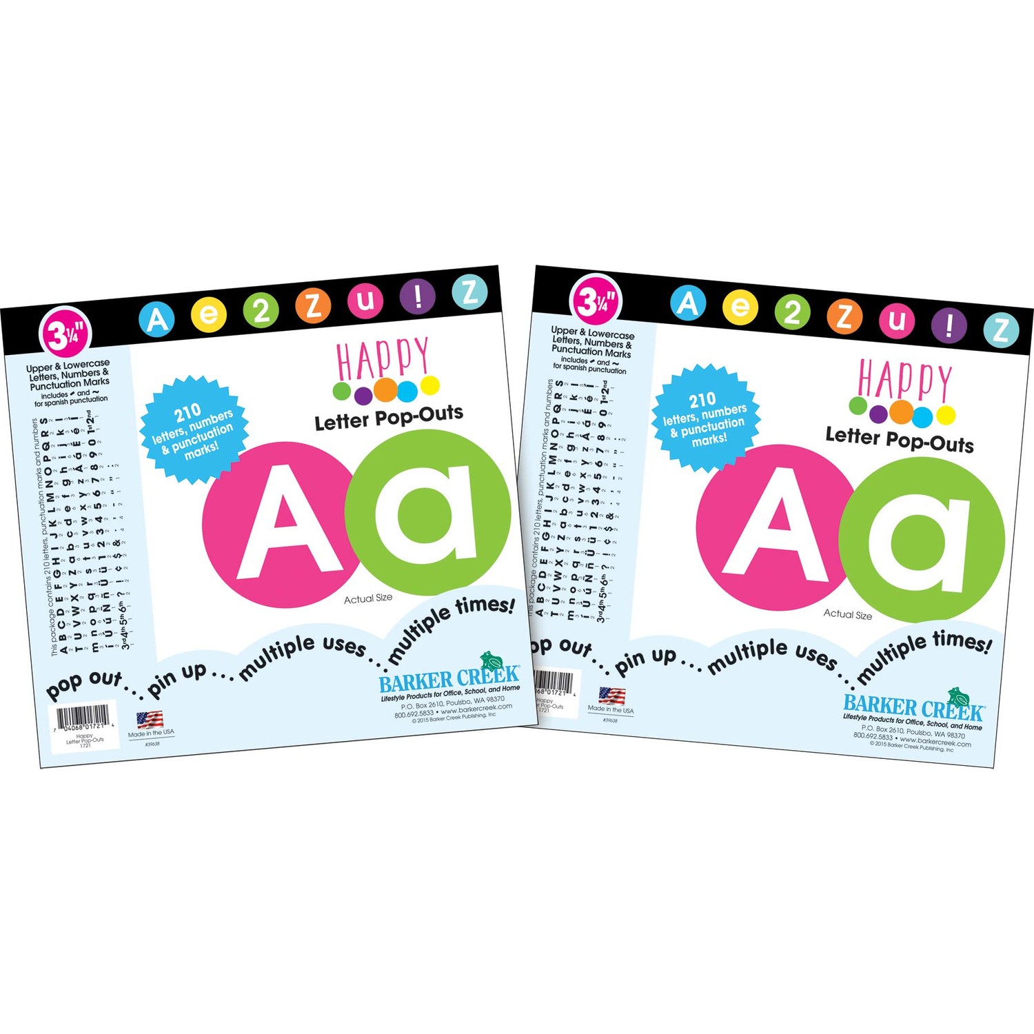 Barker Creek 3 1/4" Circle Letter Pop-Outs 2-Pack, Happy, Jazz Up Your ...