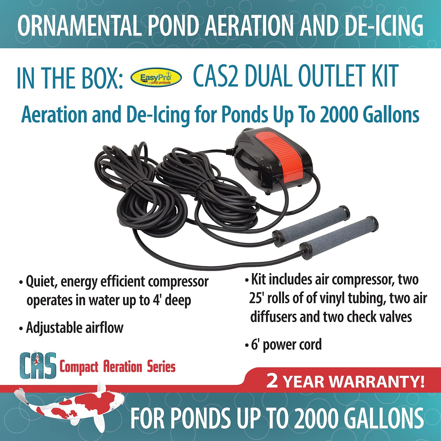 EasyPro CAS2 Compact Aeration Series - Dual Outlet Complete Kit ...