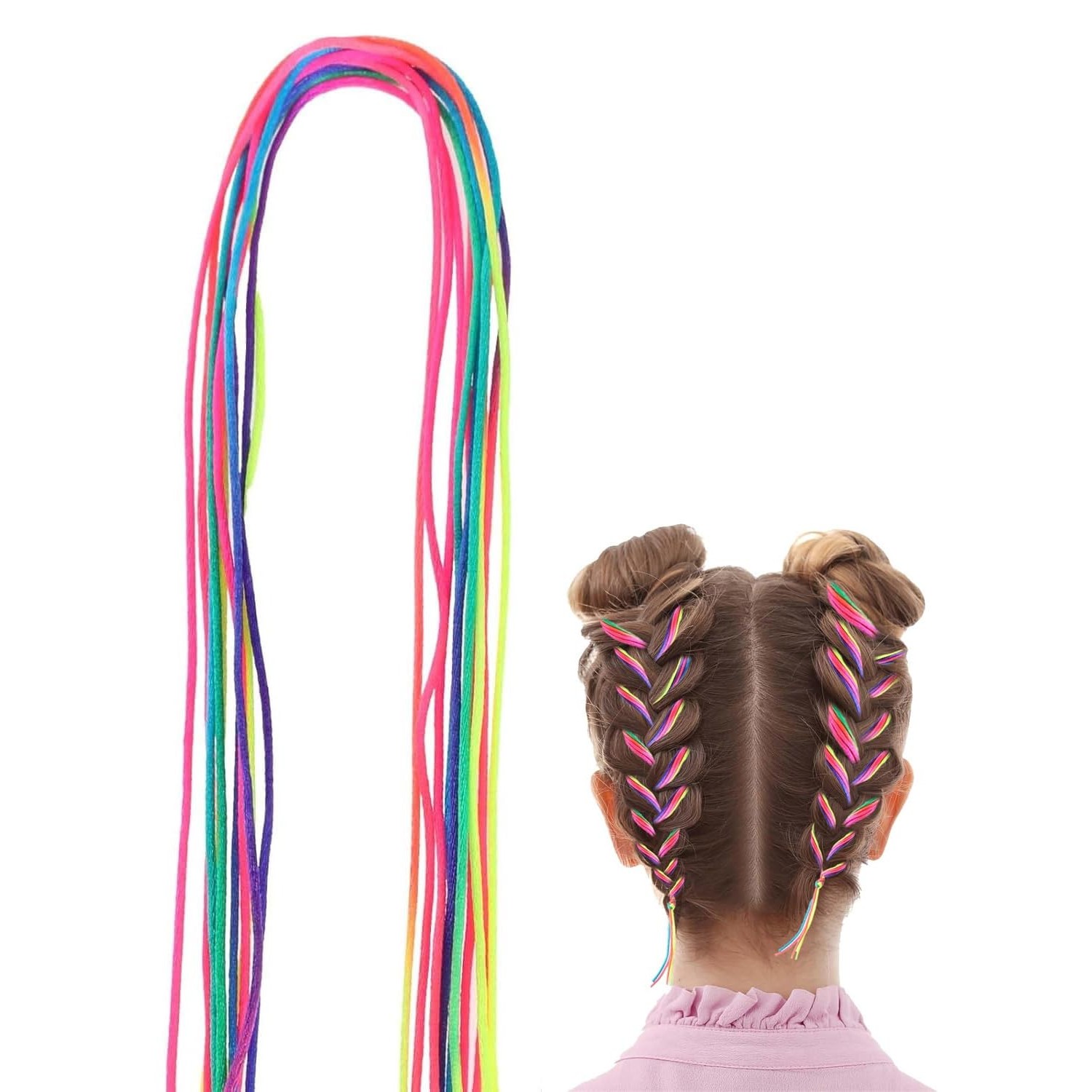 JIPUKE 64 PCS Hair-Braids for Kids, Colorful Wrap String Rainbow ...