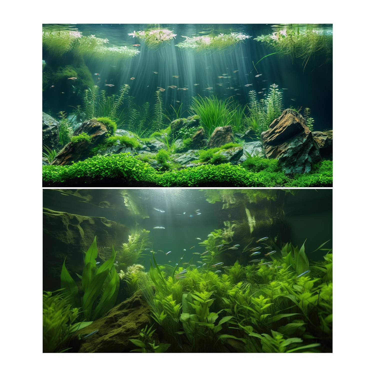2 Packs Underwater Aquarium Background Lush Green Aquatic Plants Fish ...