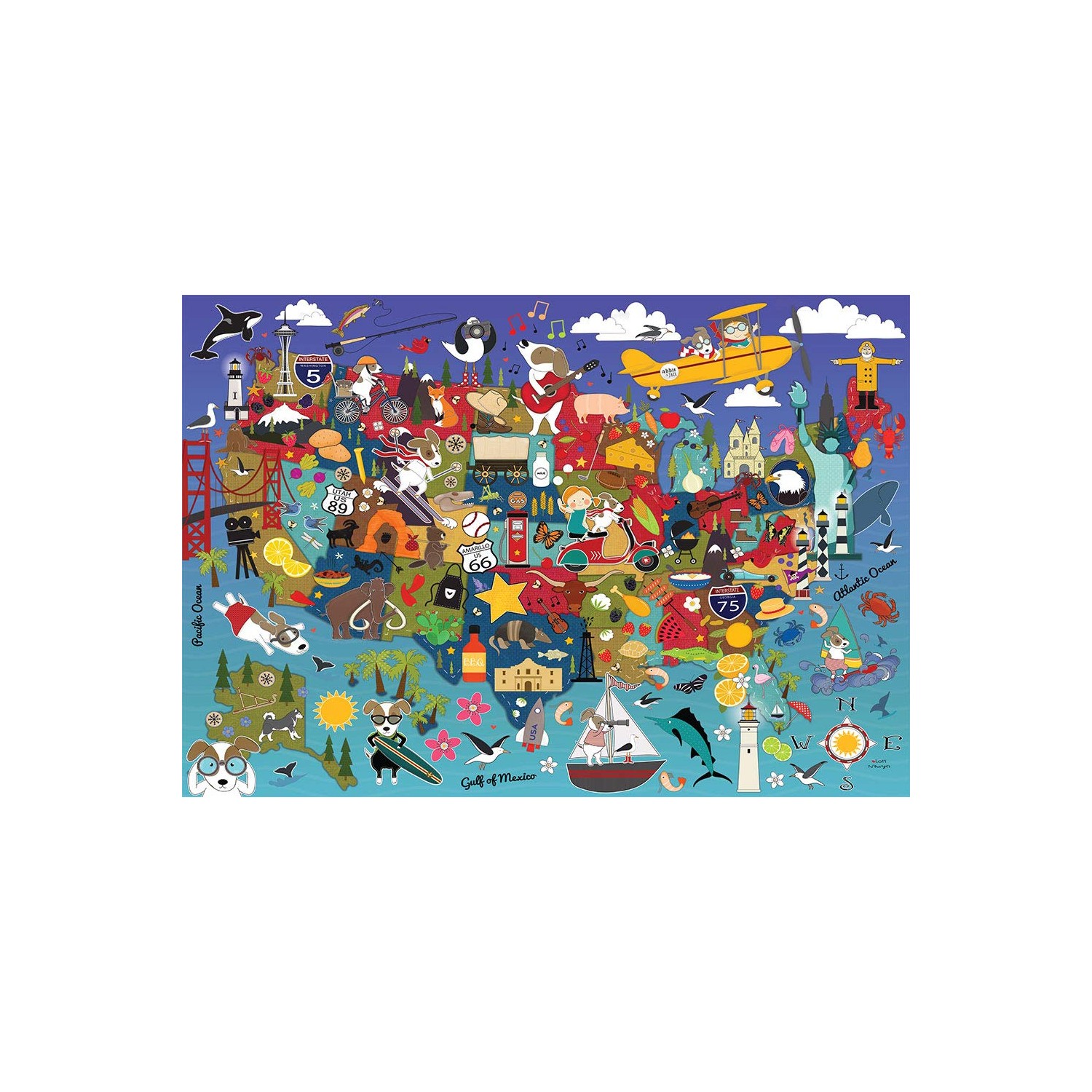 Crown Point Graphics Abbie and Jack Across The USA - 1000 Piece Jigsaw ...