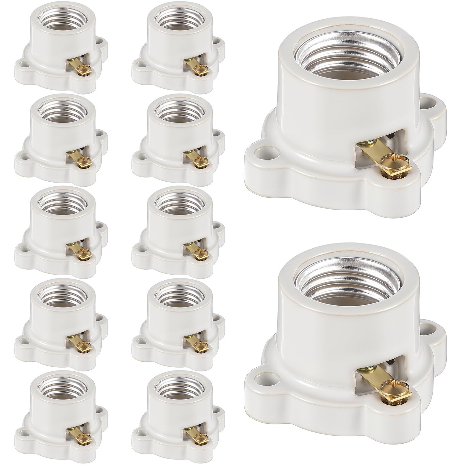 Saysurey 12 Pcs Porcelain Lamp Holder Socket E26/E27 Medium Keyless ...