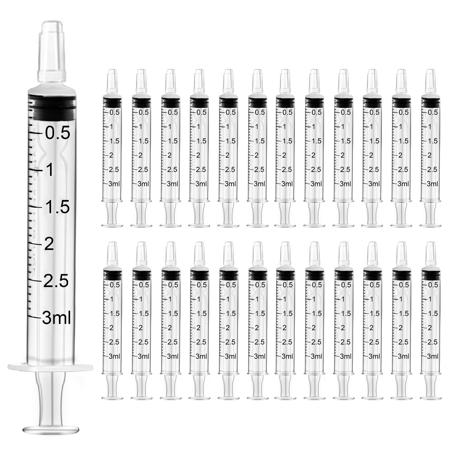 HXC Syringes 3 ml Plastic Syringe Pack of 24 Colostrum Syringe with Lid ...