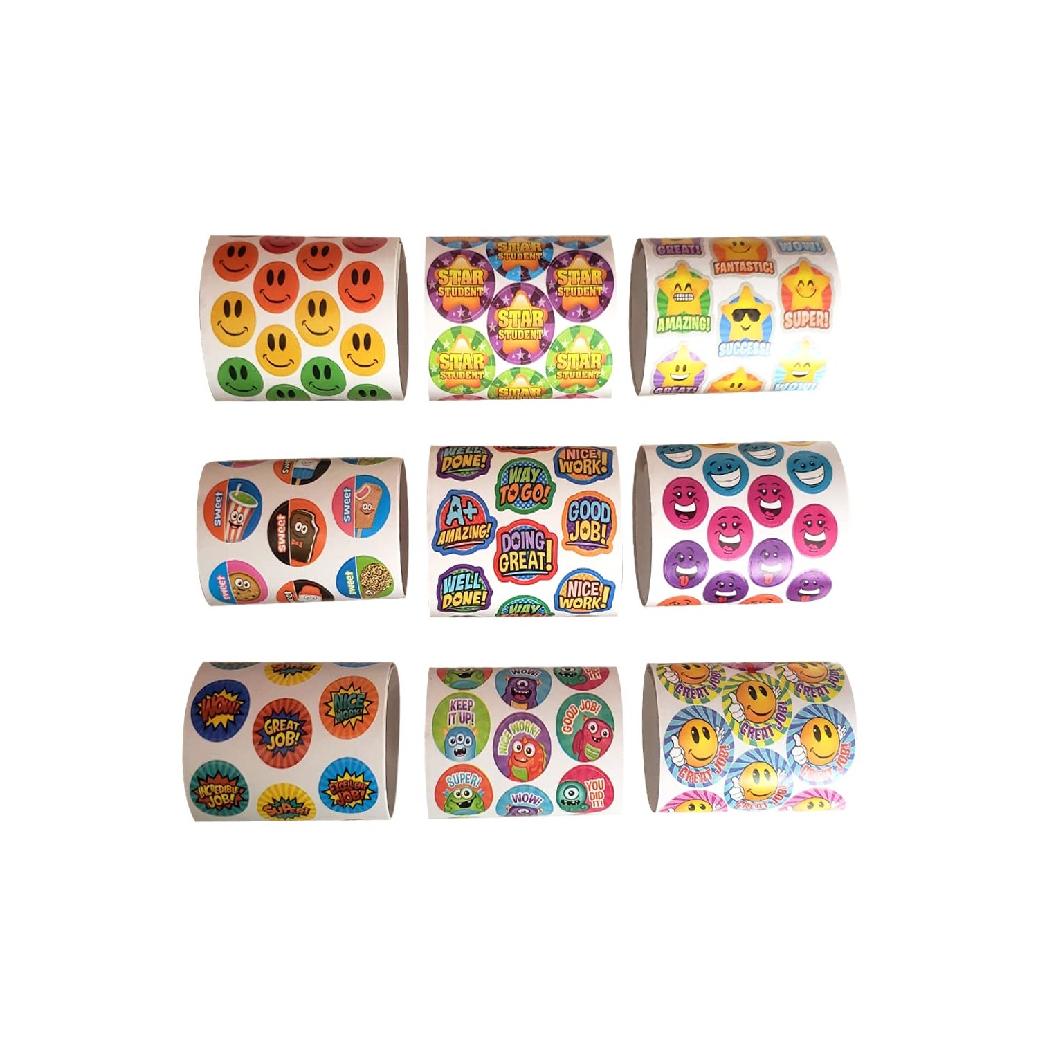 ArtCreativity Teacher Reward Stickers for Kids - 9 Rolls with Over 600 ...