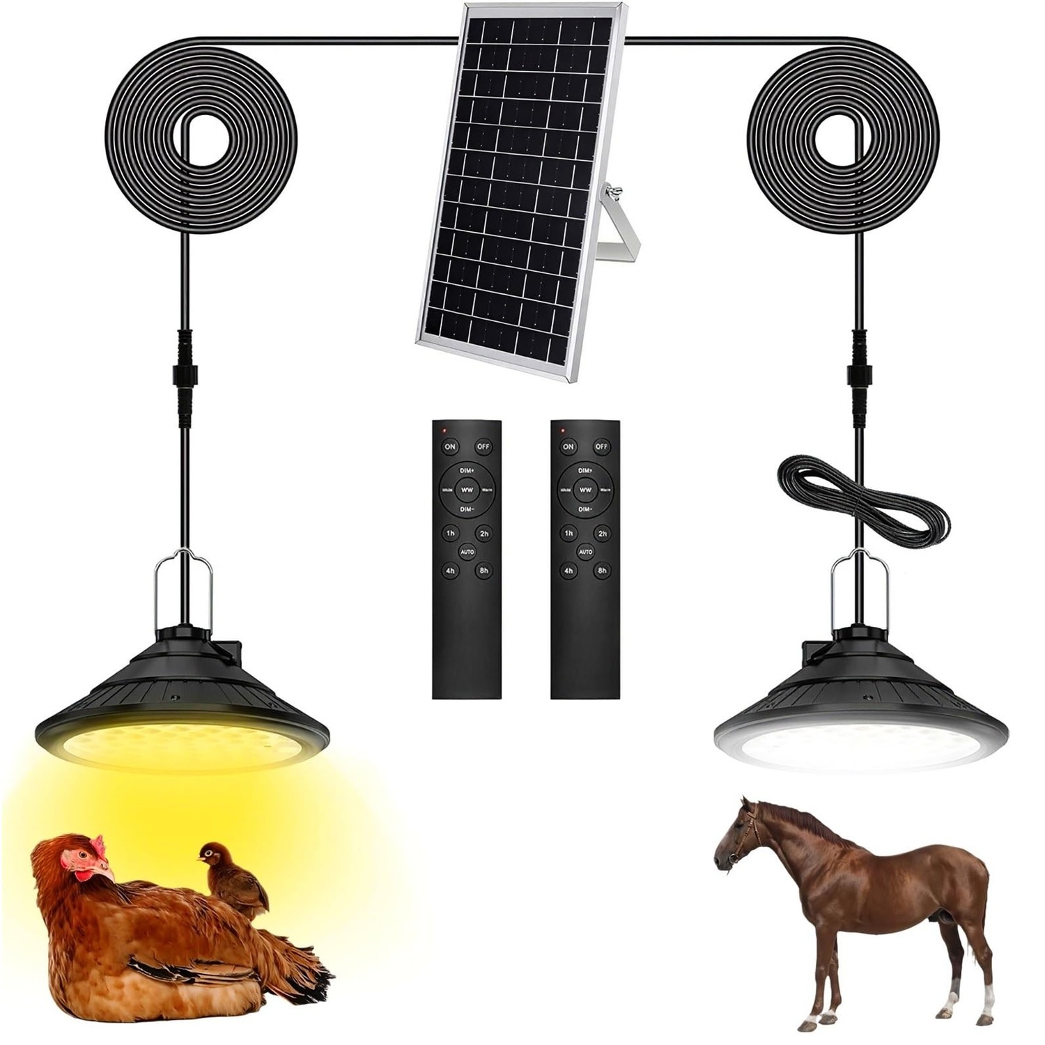 2-Pack Solar Chicken Coop Light with Timer, Barn Light for Horse Arenas ...