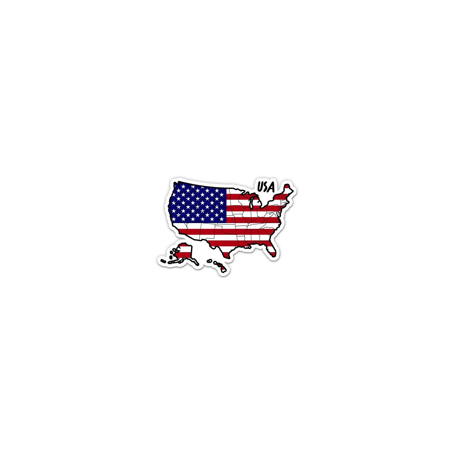 Squiddy USA United States of America Map with Flag - Vinyl Sticker for ...