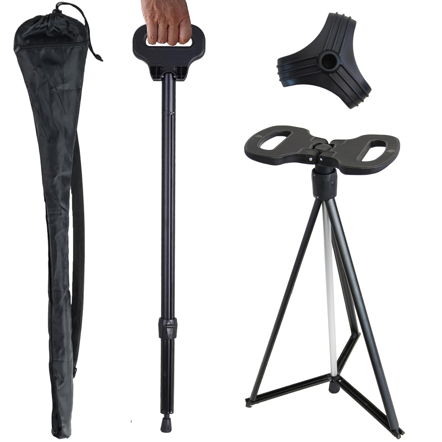 Cane with Seat 2-in-1 Portable Walking Stick with Seat for Men & Women ...