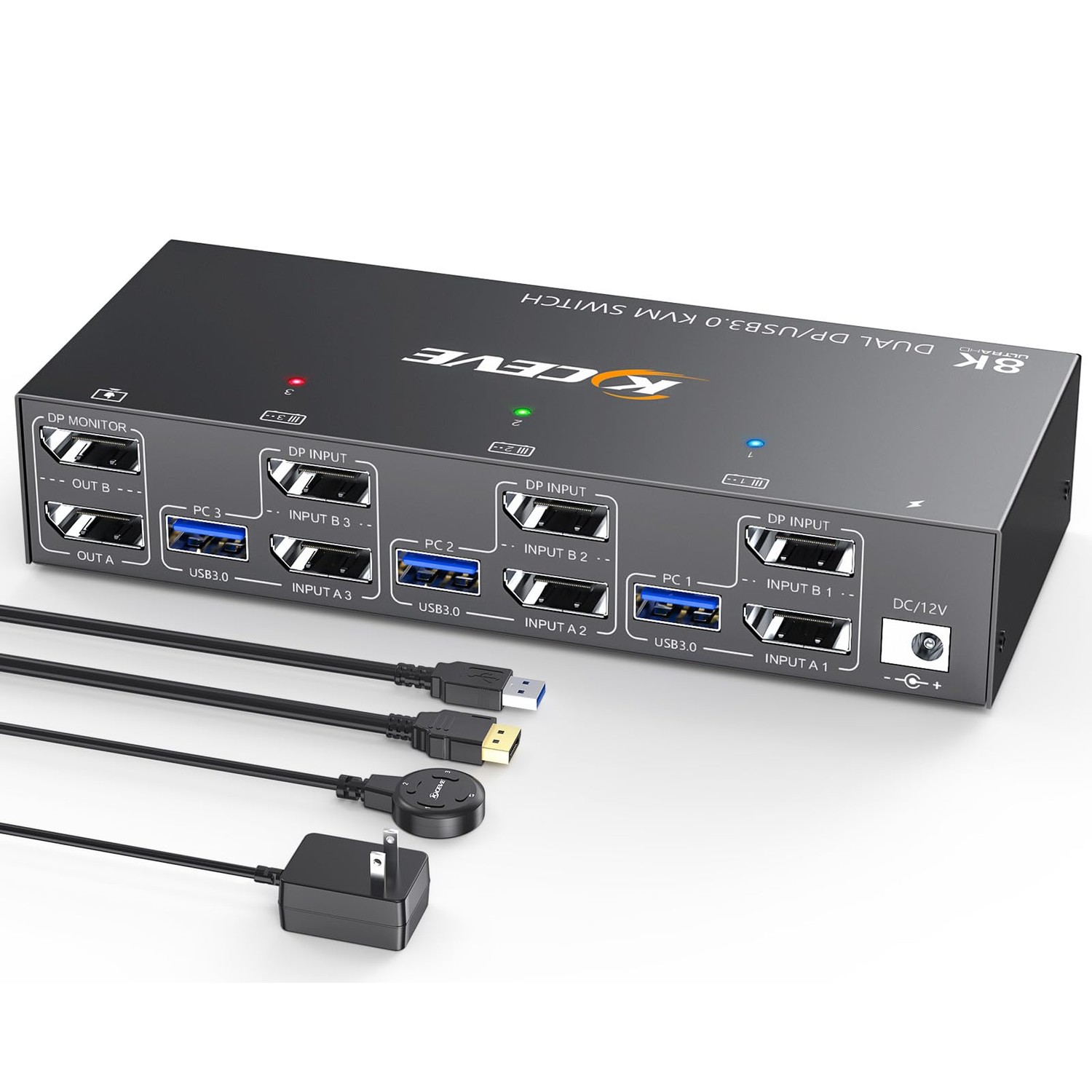 Displayport Dual Monitor KVM Switch 2 Monitors 3 Computers 8K@60Hz 4K ...