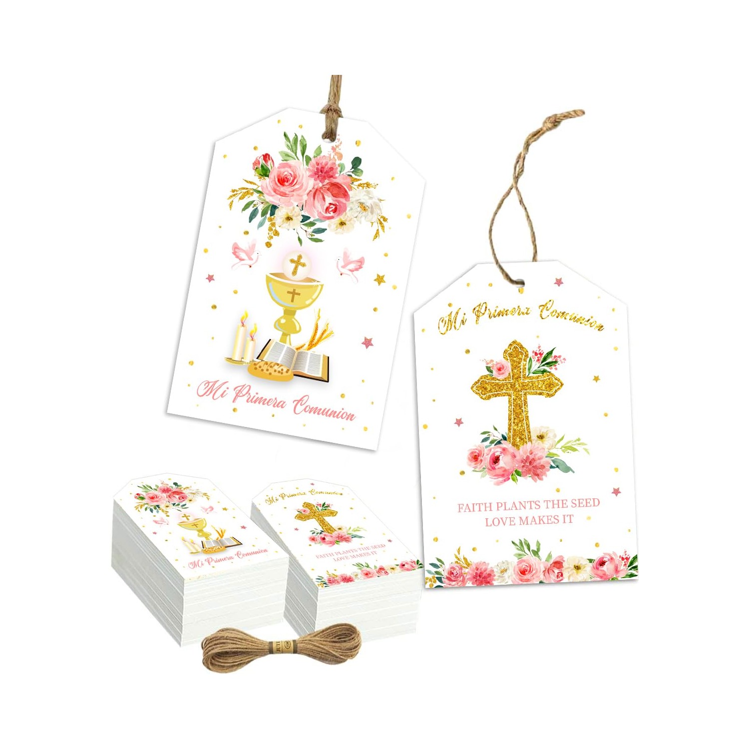 First Communion Decorations-Mi Primera Comunion Gift Tags Pink ...