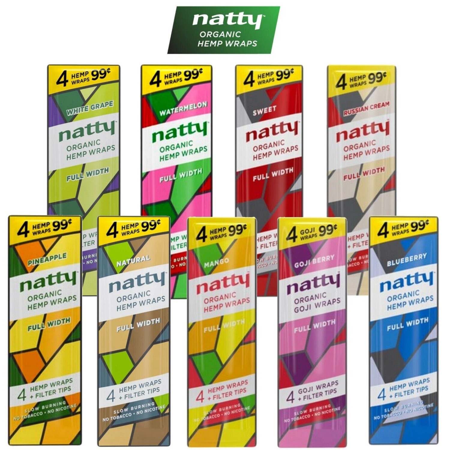 Natty Full Width Wraps 30 Packs Per Box 4 Wraps Per Pack (Assorted ...