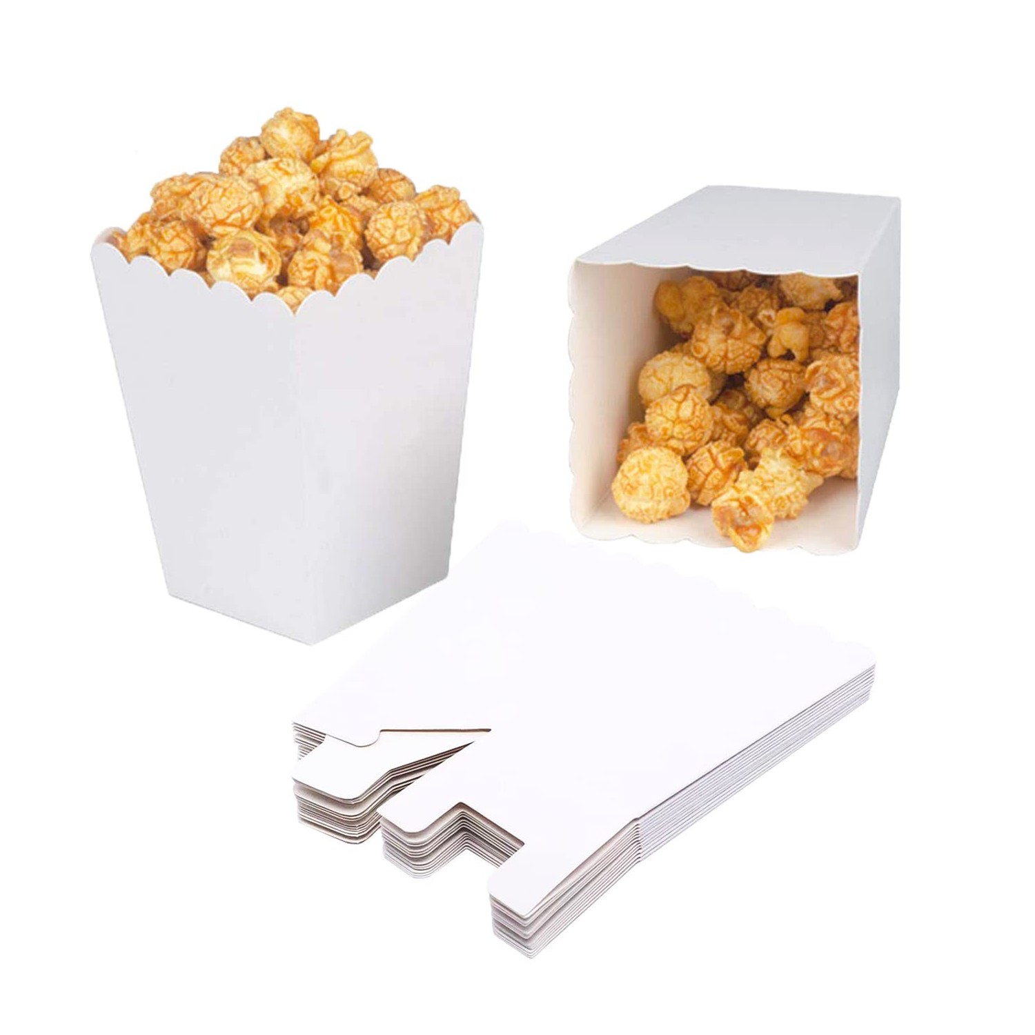 CC wonderland zone 24pcs White Mini Popcorn Boxes Paper Popcorn ...