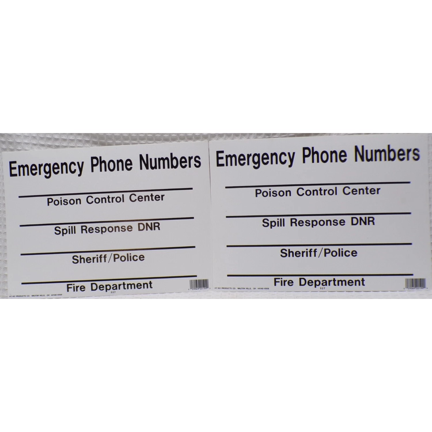 Lot of 2 Emergency Phone Numbers Poison, Spill, Sheriff & Fire ...