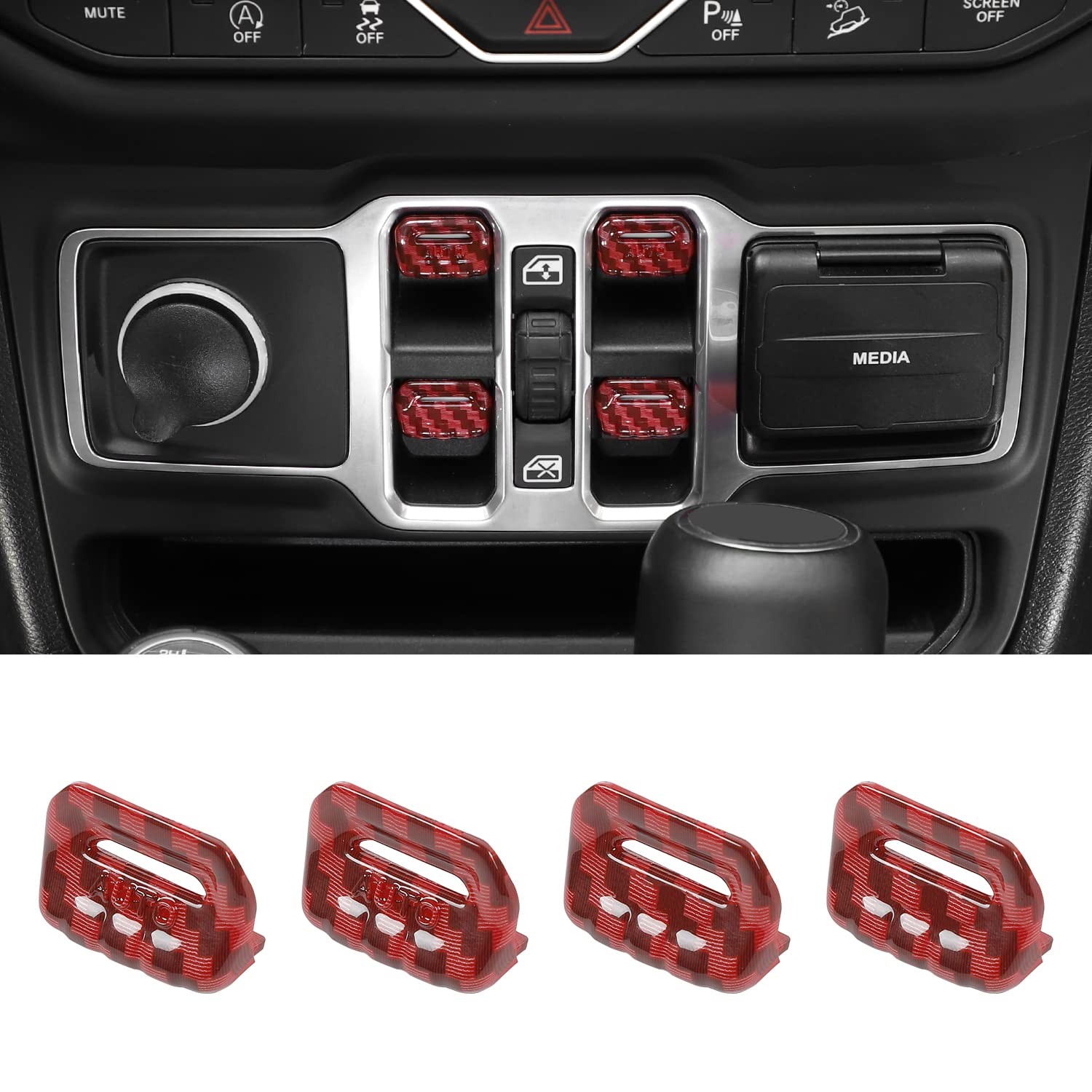 RT-TCZ Center Console Window Button Switch Trim Cover Decoration ...