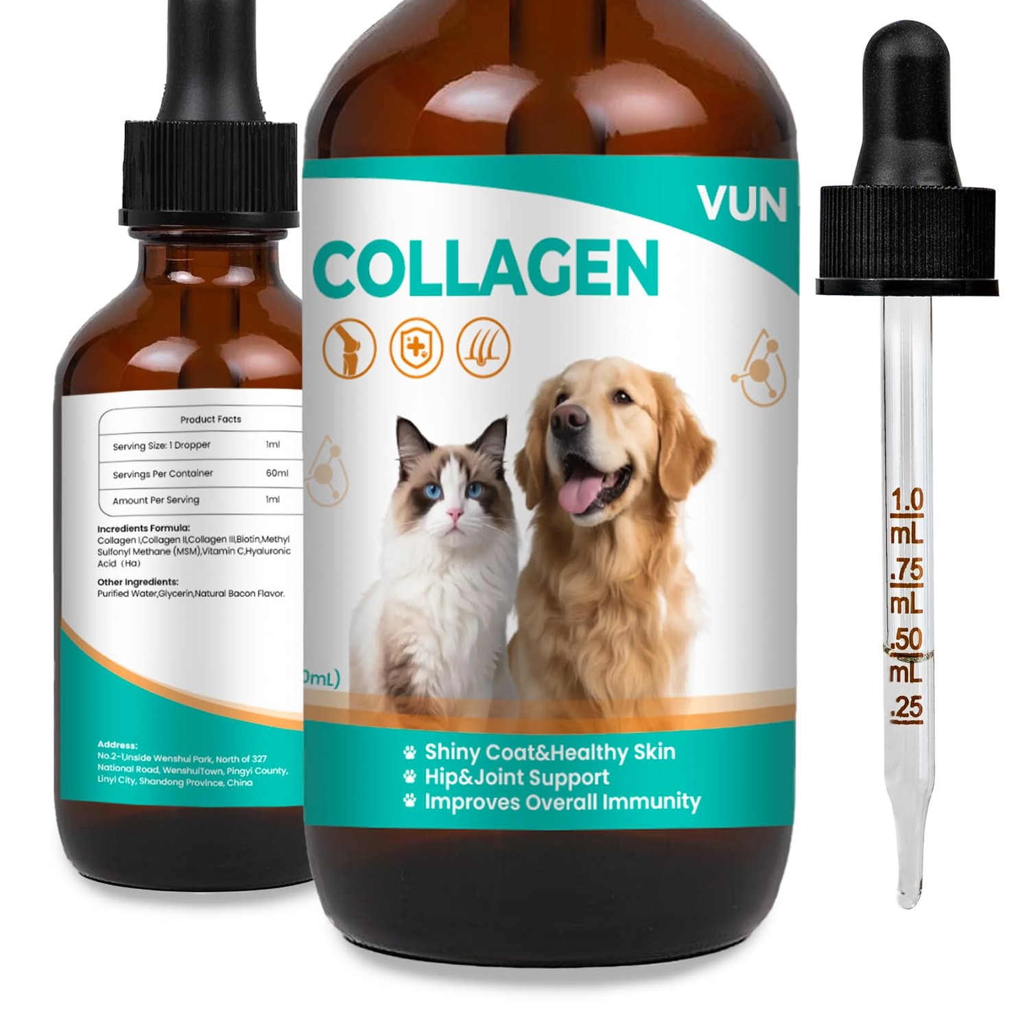 Collagen Drops for Dogs Cats-Hip & Joint Support, Itch Relief, Skin ...