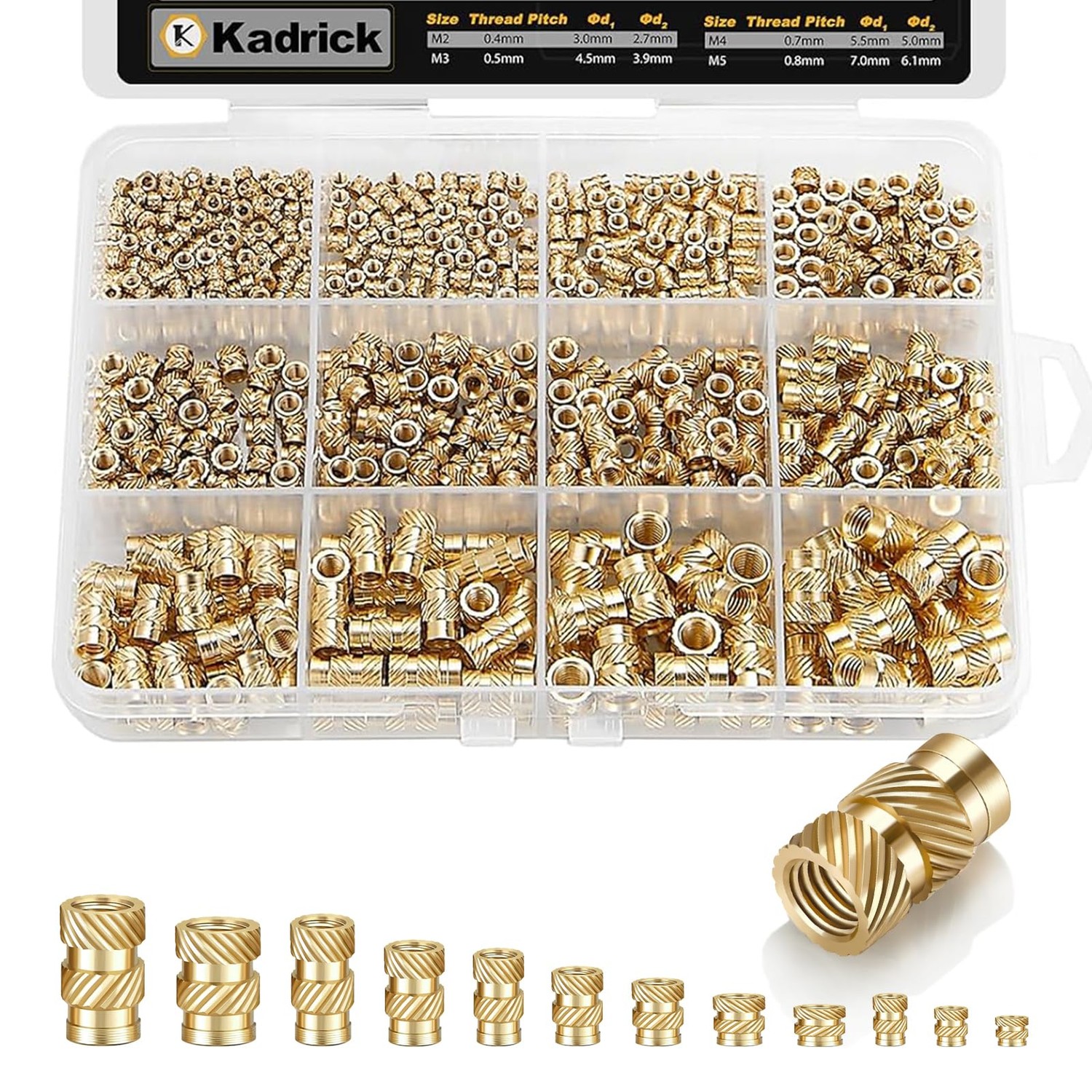 Kadrick 520Pcs M2 M3 M4 M5 Threaded Inserts Assortment Kit for 3D ...