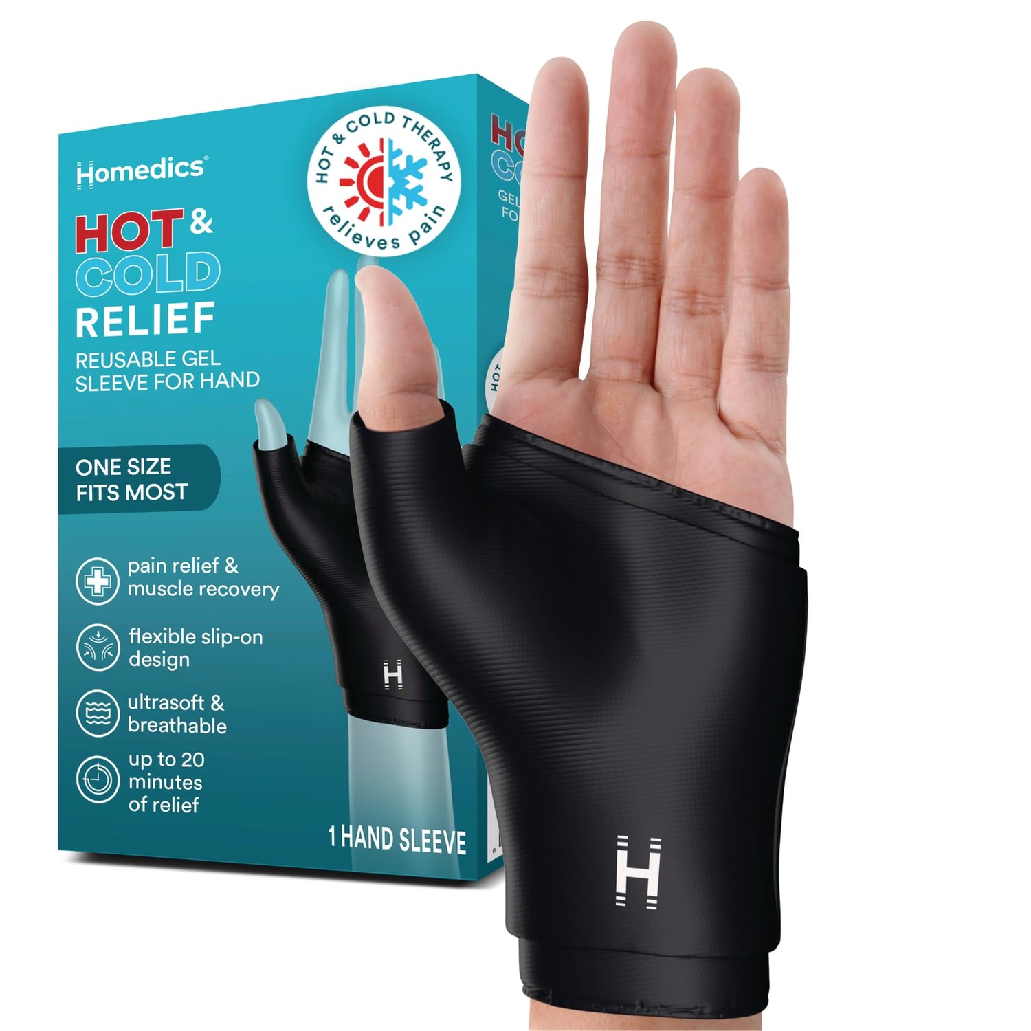 Homedics Hot and Cold Relief Gel Hand Sleeve, Heat or Ice Therapy for ...
