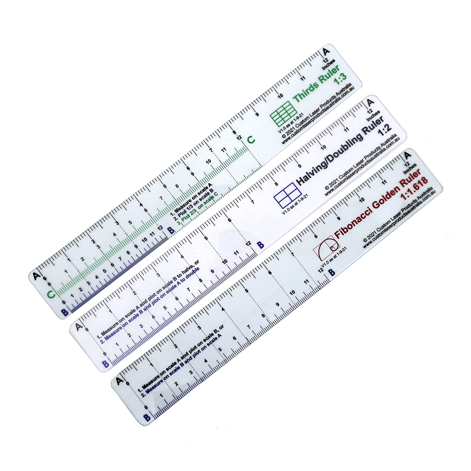 Bundle and Save - All Three CLPA 12 inch Clear Plastic Math-Free Rulers ...