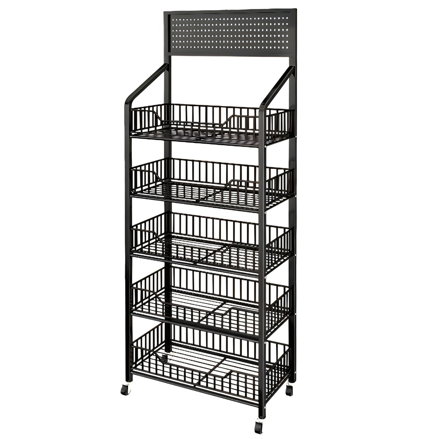 Fivaz 5 Tier Supermaket Snack Rack Display Stand, Free-Standing Black ...