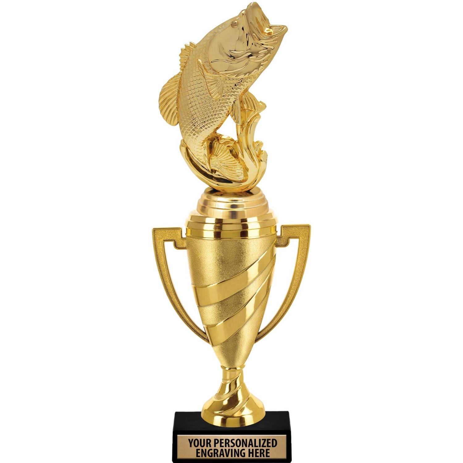 Crown Awards Fish Trophy, 14" Gold Cup Largemouth Bass Fish Trophies ...