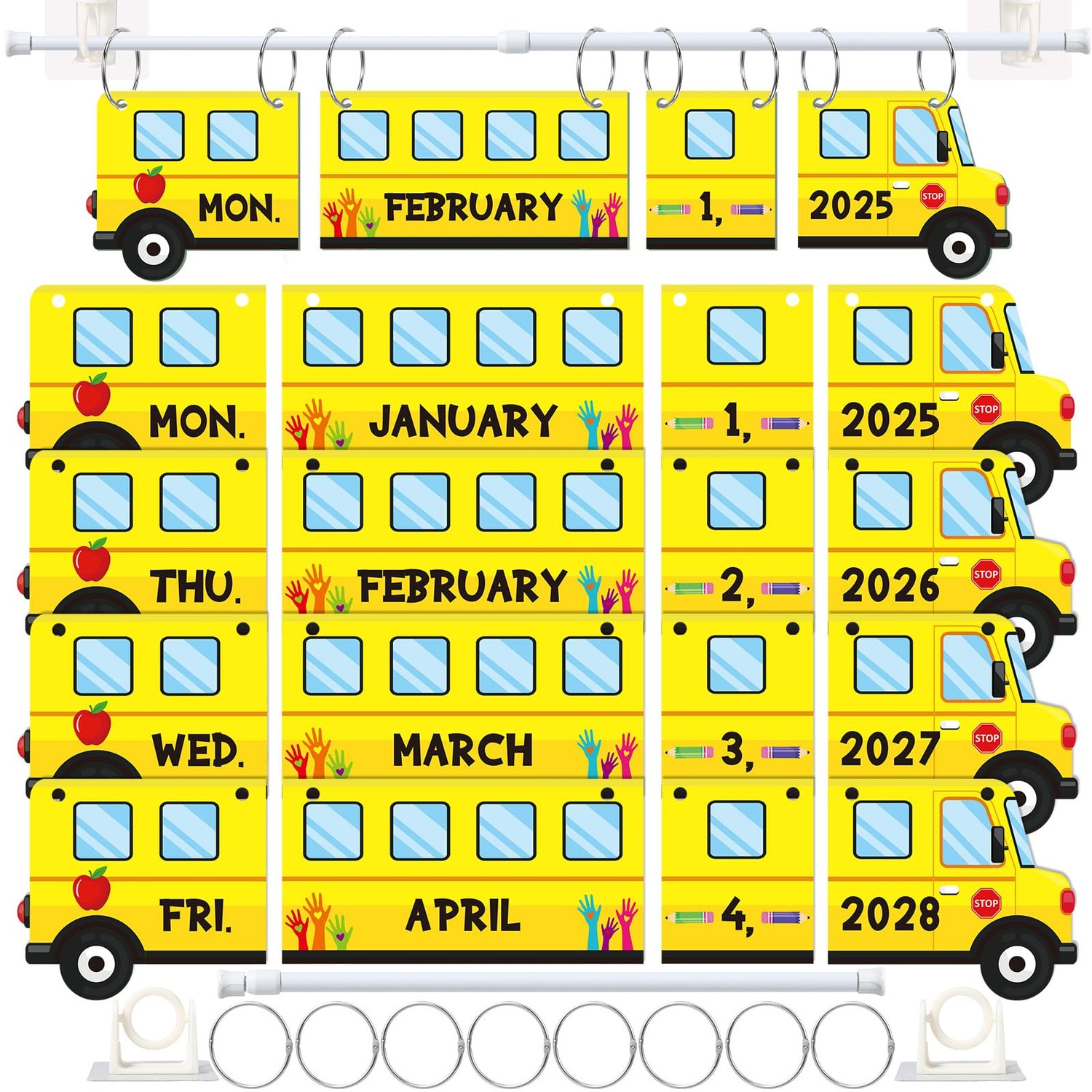 Containlol School Bus Calendar Bulletin Board Set Flip Calendar for ...