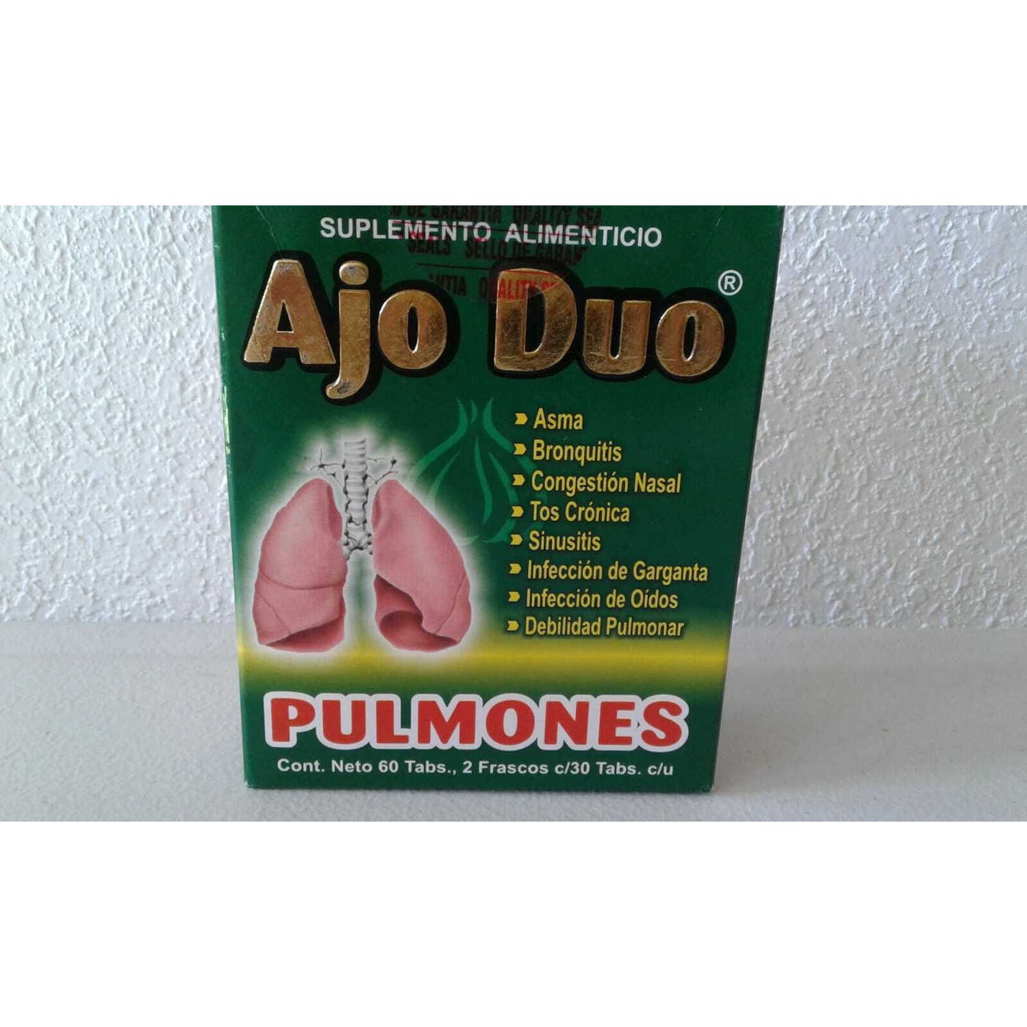 NEW IN BOX AJO DUO PULMONES ASMA-BRONQUITIS-SINUSITIS-TOS CRÓNICA-FREE ...