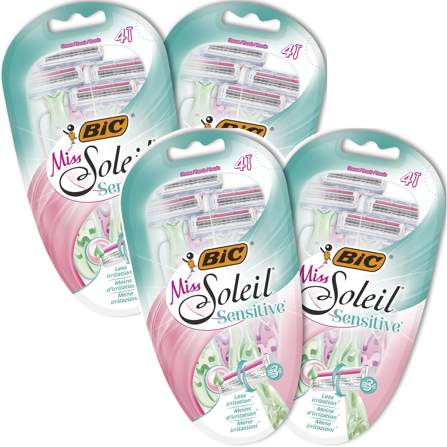 BIC Miss Soleil Sensitive Women's Razor, 4 x Pack of 4 Disposable ...