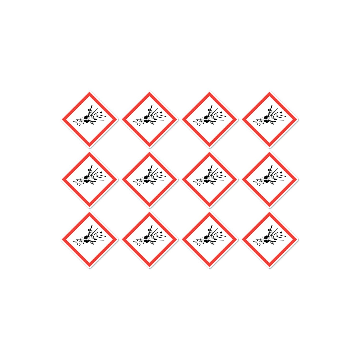 Explosion Hazard Danger Symbol UN/GHS Hazard Pictogram Sticker 1" x 12 ...