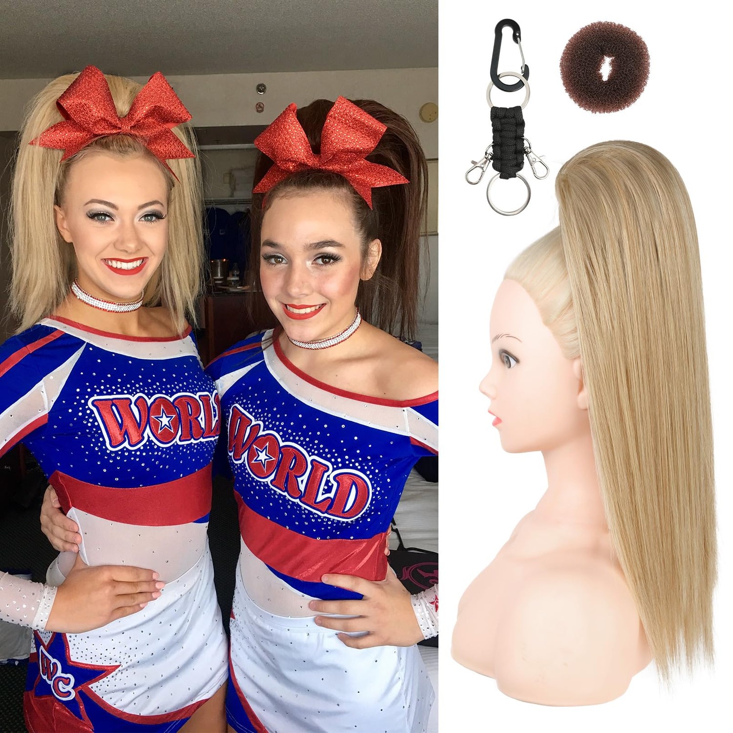 SEIKEA Ponytail Extension Cheer Ponytail Hair Piece, 16" Cheerleader ...