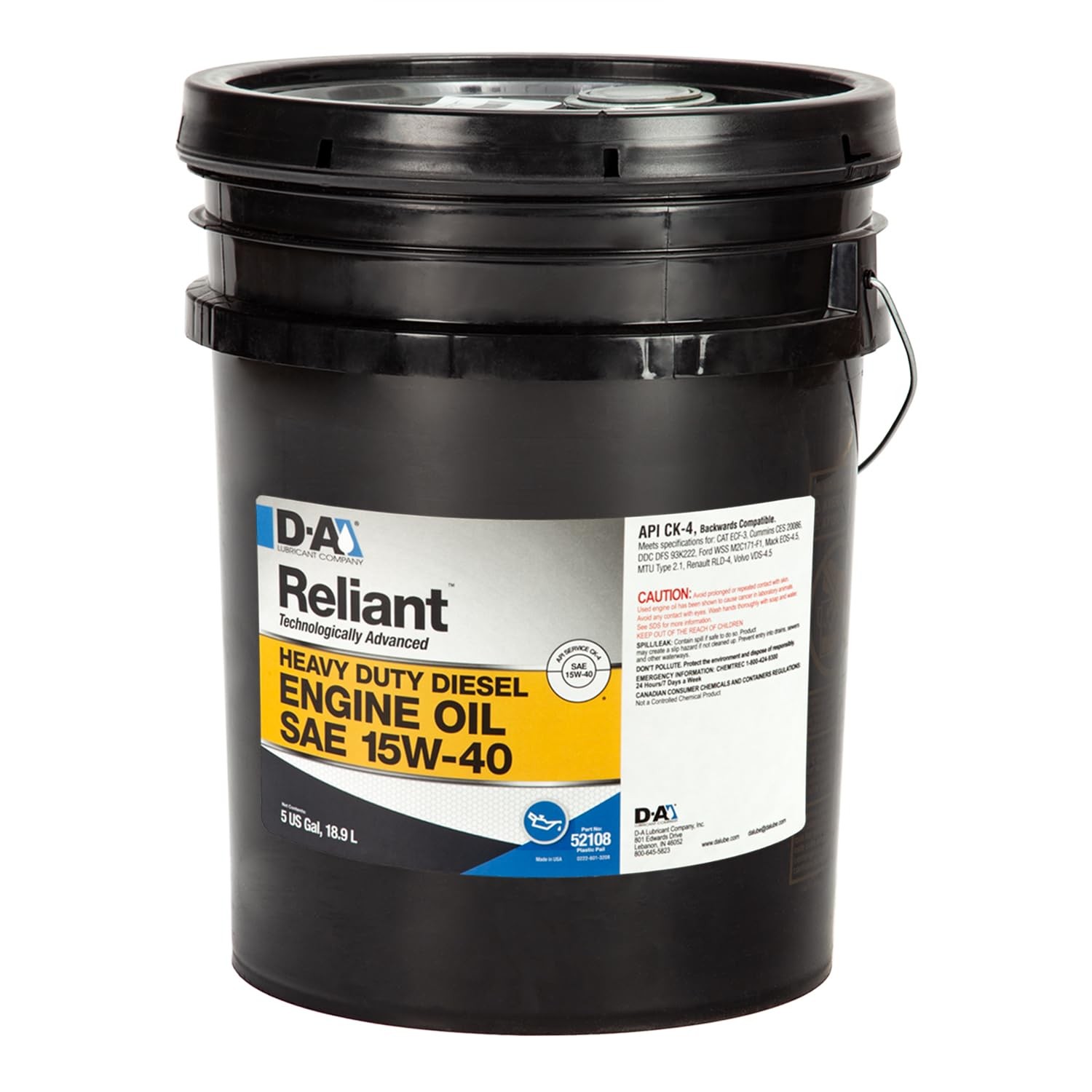 D-A LUBRICANT COMPANY 52108, Reliant Heavy Duty Diesel Engine Oil ...