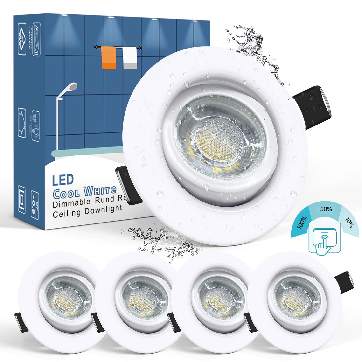 wowatt Recessed Spotlight LED 230 V White 3 Levels Dimmable 7 W LED ...