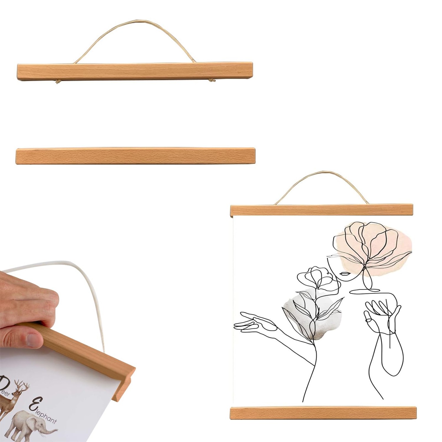 KARELLS A3 Poster Rail Poster Strips, Magnetic Wooden Poster, 31 cm ...