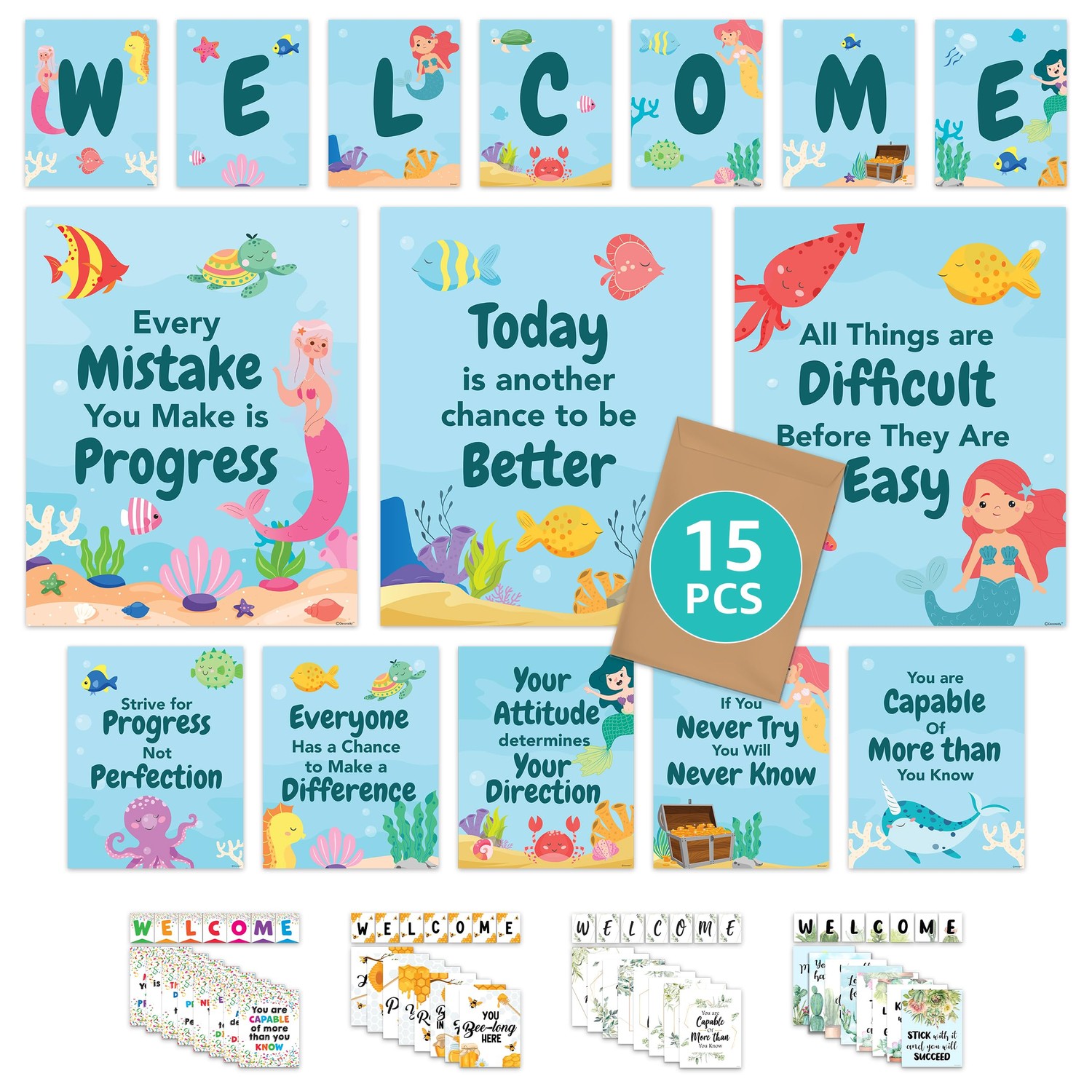 Decorably 15 Under The Sea Room Decor Welcome Poster - 11x14in Under ...