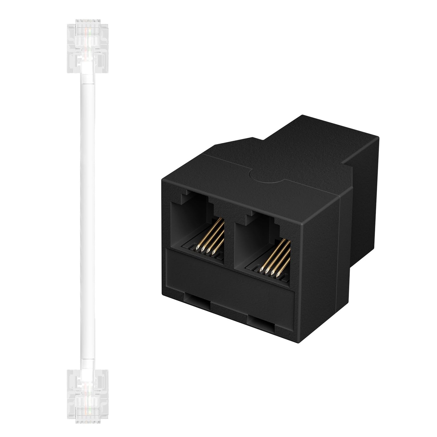 Lativu Phone Jack Splitter for Landline, RJ11 6P4C 3 Female Plug Phone ...