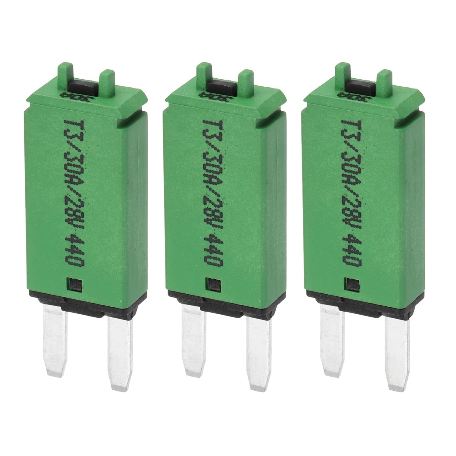 DMiotech 3 Pack 28V DC 30A Green ATC/ATO Manual Narrow Mini Resettable ...