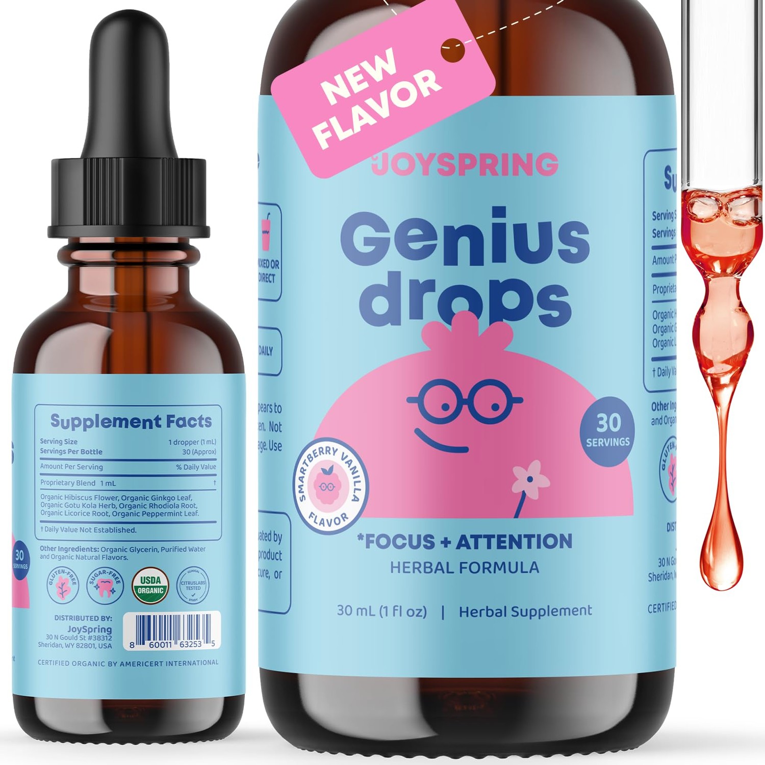 JoySpring Genius Drops Smartberry Vanilla| Focus Supplement Helps Kids ...