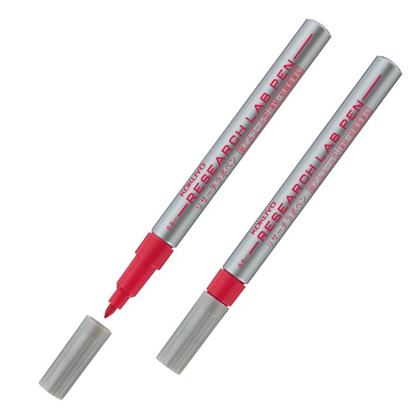 Kokuyo PM-R100RX2SET Marker Research Lab Pen, Alcohol Resistant, Red ...